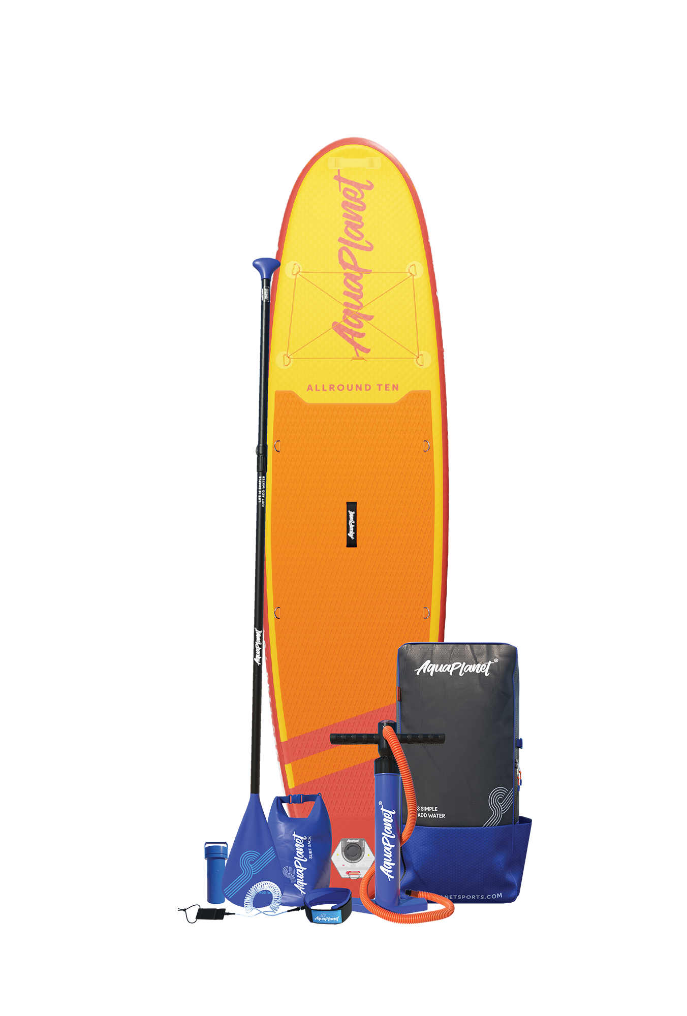Aquaplanet ALLROUND TEN 10’ Inflatable Paddle Board Package - Orange